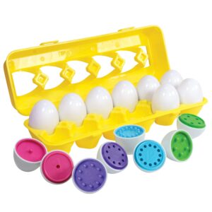 kidzlane toddler toy - 12 matching eggs set - interactive egg matching toy for toddlers - educational game - color and number recognition - safe, durable eggs that crack open for preschool play