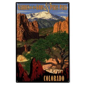 lantern press 10x15 inch wood sign, ready to hang wall decor, pikes peak from garden of the gods, colorado