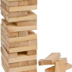 Trademark Innovations 1.5' Tall Giant Wooden Stacking Puzzle Game with Carry Case (48-Piece)