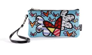 giftcraft romero britto wristlet clutch: flying heart