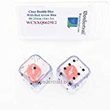 wondertrail clear double dice with red arrow dice inside clear d6 aprox 25mm (1in) pack of 2