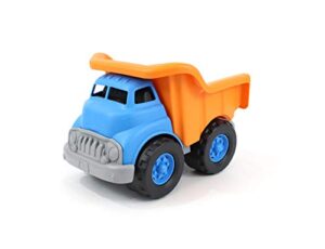 green toys dump truck, blue/orange - pretend play, motor skills, kids toy vehicle. no bpa, phthalates, pvc. dishwasher safe, recycled plastic, made in usa.,gold/blue, 10"x7.5"x6.75"