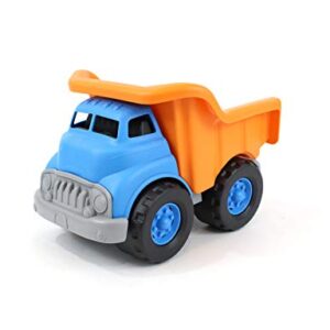 Green Toys Dump Truck, Blue/Orange - Pretend Play, Motor Skills, Kids Toy Vehicle. No BPA, phthalates, PVC. Dishwasher Safe, Recycled Plastic, Made in USA.,Gold/Blue, 10"X7.5"x6.75"