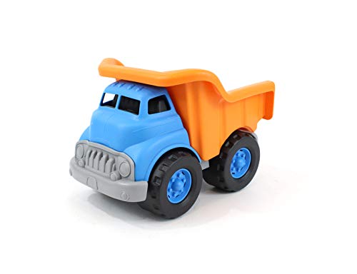 Green Toys Dump Truck, Blue/Orange - Pretend Play, Motor Skills, Kids Toy Vehicle. No BPA, phthalates, PVC. Dishwasher Safe, Recycled Plastic, Made in USA.,Gold/Blue, 10"X7.5"x6.75"