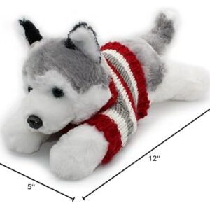 Vintoys Soft Plush Toy Lying Siberian Husky Plush Puppy Stuffed Animals Dogs 12"