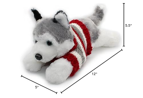 Vintoys Soft Plush Toy Lying Siberian Husky Plush Puppy Stuffed Animals Dogs 12"