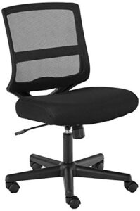 hon valutask mid-back mesh task chair, armless black mesh computer chair (hvl206)