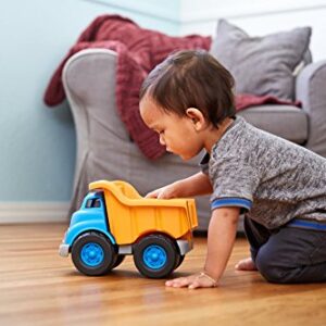 Green Toys Dump Truck, Blue/Orange - Pretend Play, Motor Skills, Kids Toy Vehicle. No BPA, phthalates, PVC. Dishwasher Safe, Recycled Plastic, Made in USA.,Gold/Blue, 10"X7.5"x6.75"