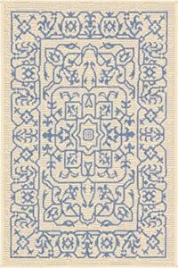 unique loom outdoor botanical collection area rug - allover (2' 2" x 3' 1" rectangle, beige and blue/ blue)