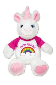 i'm the big sister unicorn plush pink sparkles message t-shirt 8 inches