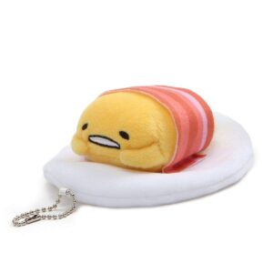 gund sanrio gudetama the lazy egg with bacon stuffed animal plush keychain, multicolor, 4.5"