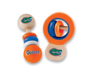 babyfanatic wood rattle 2 pack - ncaa florida gators - officially licensed baby toy set