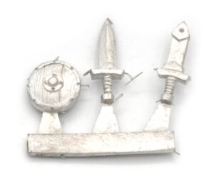 stonehaven halfling sword and buckler miniature figure for 28mm table top wargames - made in usa