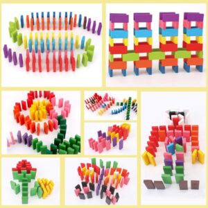 BigOtters Super Domino Blocks, 360PCS Bulk Domino Start Kit 12 Colorful Wooden Domino Blocks Educational Racing Game for Kids Birthday Party Favor