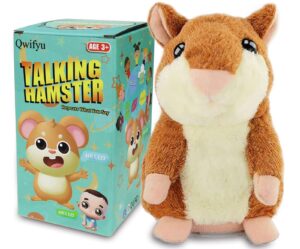 qwifyu talking hamster, interactive stuffed plush animal talking toy cute sound effects with repeats your said voice, best buddy for kids gift age 3+ (brown)