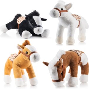 prextex plush farm house with soft and cuddly 5" plush horses, farm boy, and farm house barn house carry along case