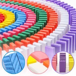 BigOtters Super Domino Blocks, 360PCS Bulk Domino Start Kit 12 Colorful Wooden Domino Blocks Educational Racing Game for Kids Birthday Party Favor