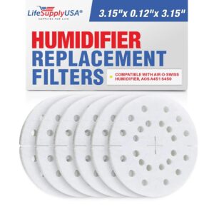 lifesupplyusa humidifier filter replacement anti-mineral pad compatible with air-o-swiss humidifier, aos a451 s450 (6-pack)