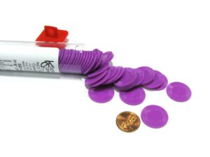 koplow games set of 50 7/8" easy stacking plastic mini playing poker chips - purple