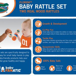 BabyFanatic Wood Rattle 2 Pack - NCAA Florida Gators - Officially Licensed Baby Toy Set