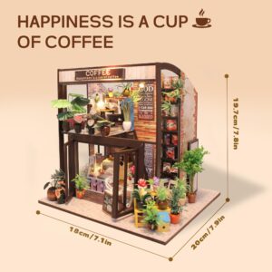 Flever Dollhouse Miniature DIY House Kit Creative Room with Furniture for Romantic Valentine's Gift(Time of Coffee)