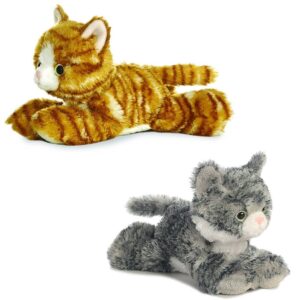 aurora molly orange & lily gray 8" mini tabby plush cat bundle