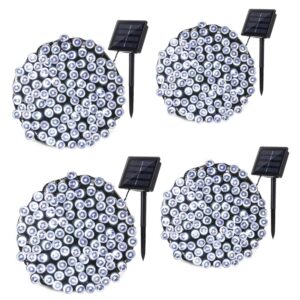 qedertek 4 pack solar string lights, 72ft 200 led solar lights outdoor with 8 lighting modes waterproof for home, patio, lawn, garden, christmas, wedding, party and holiday decorations(cool white)