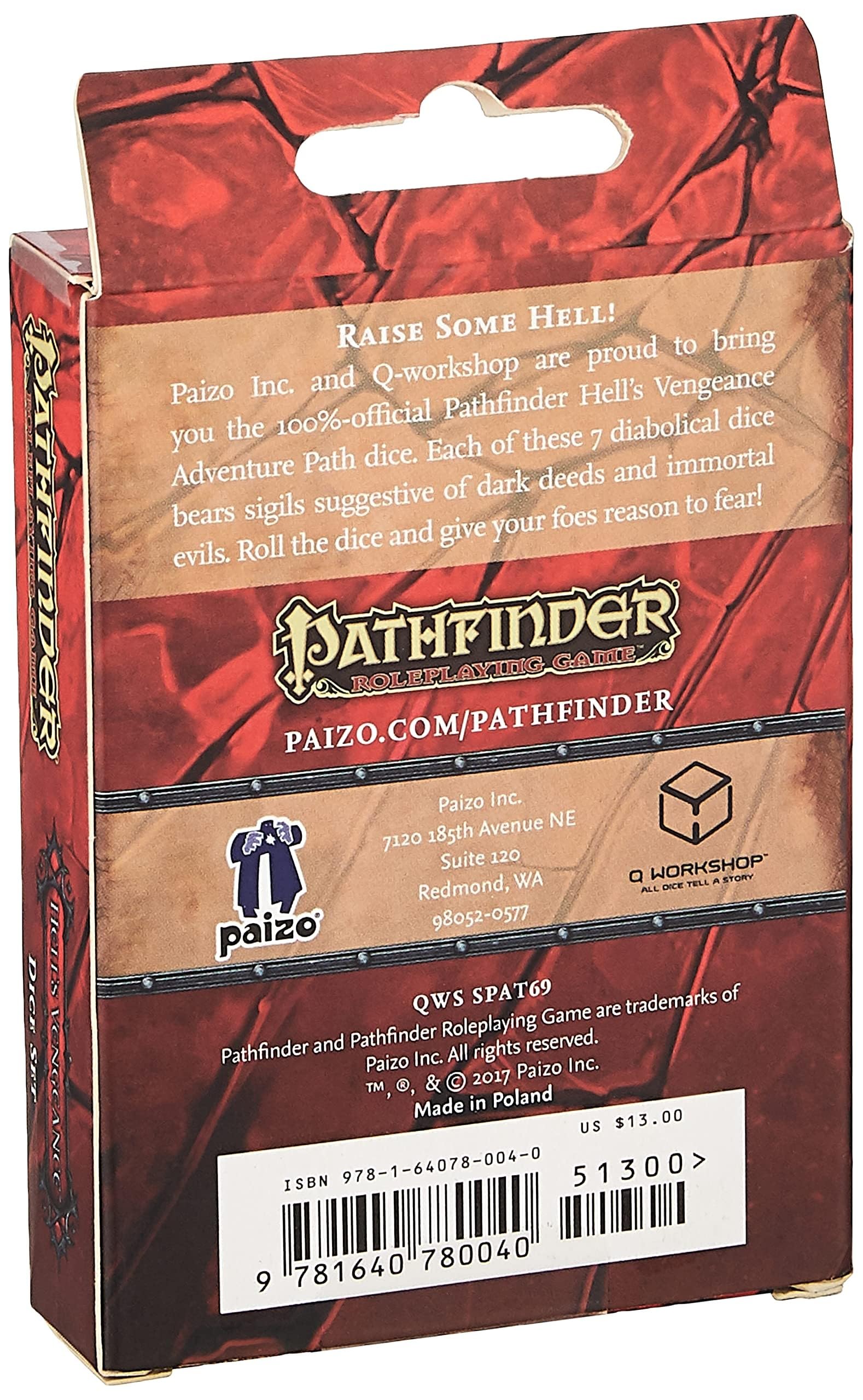 Q-Workshop Pathfinder Hell's Vengeance RPG Ornamented Dice Set 7 Polyhedral Pieces,SPAT69QWP