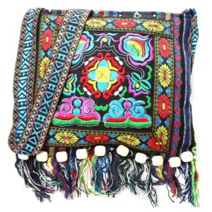 abee hmong vintage ethnic shoulder bag embroidery boho hippie tassel tote messenger