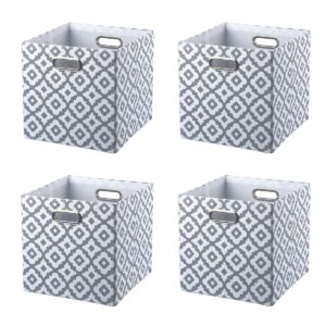 baist pretty storage bins,heavy duty square colorful fabric storage cube bins baskets for playroom bedroom shelf,4-pack