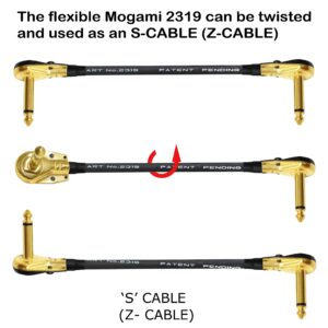 WORLDS BEST CABLES 4 Units - 10 Inch - Pedal, Effects, Patch, Instrument Cable Custom Made Made Using Mogami 2319 Wire and Eminence Gold Plated ¼ inch (6.35mm) R/A Pancake Type Connectors