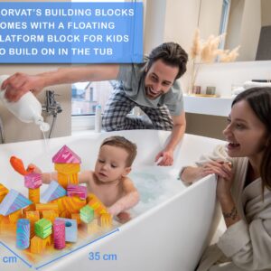 Morvat 60 Piece Colorful Soft EVA Foam Building Blocks Set, Waterproof Play Toy for Children Babies Toddlers & Kids, Boys & Girls Gift, Non Toxic & BPA Free, Bath Tub Platform, Carry & Dry Bag