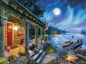 buffalo games - darrell bush - moonlight lodge - 1000 piece jigsaw puzzle , blue