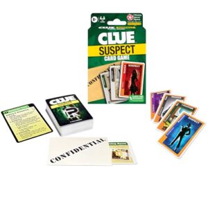 clue suspect card game - all the fun of clue - in minutes!, portable card game edition of the mystery game clue, for 3 to 4 players, ages 8+