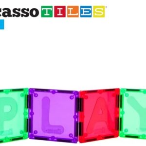 PicassoTiles PT27 Magnetic Building Blocks Alphabet Toy Set Magnet Tiles Construction Toys 3D Clear Color Stacking Block Toy STEM Playboard, Learning by Playing, Creativity Beyond Imagination