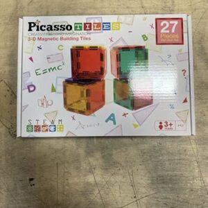 PicassoTiles PT27 Magnetic Building Blocks Alphabet Toy Set Magnet Tiles Construction Toys 3D Clear Color Stacking Block Toy STEM Playboard, Learning by Playing, Creativity Beyond Imagination