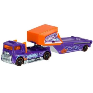 hot wheels speed blaster vehicle - purple and orange ~ semi-truck with detachable trailer