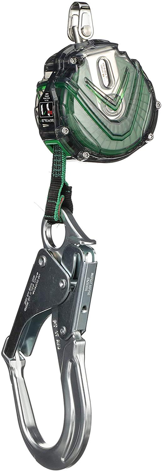 MSA 63013-00A V-TEC Personal Fall Limiter - 10' (3m), Single-Leg, AL36CL Snaphook Anchorage Connection, Steel Carabiner Harness Connection, Retractable Web Lanyard Clear