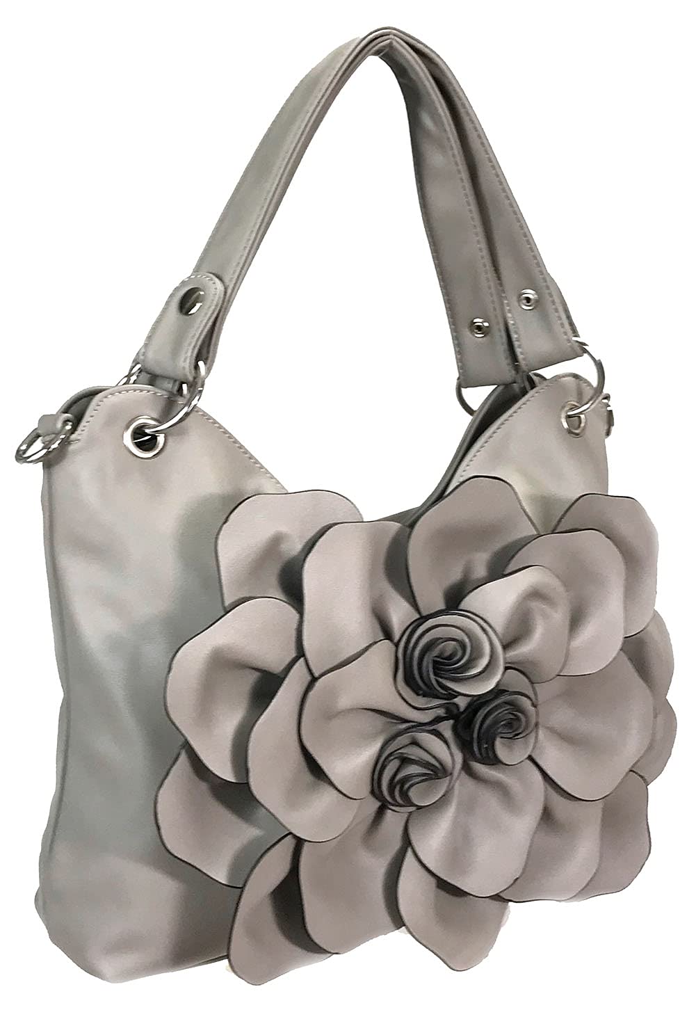 Zzfab Big Flower Purse with Clasp Grey