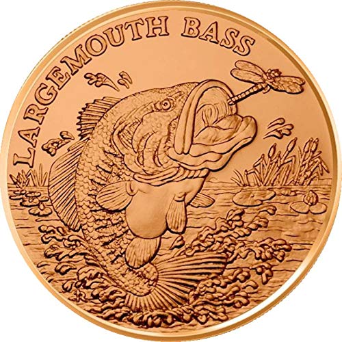 Jig Pro Shop American Wildlife Series 1 oz .999 Pure Copper Round/Challenge Coin (Largemouth Bass)