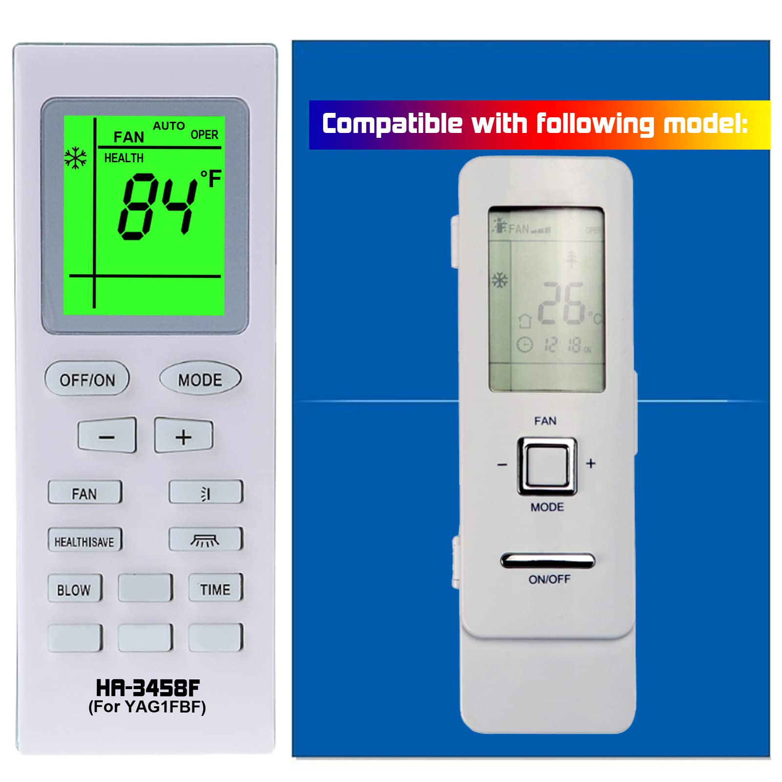 HA-3458F Replacment for Inverterflex Air Conditioner Remote Control Model Number YAG1FBF