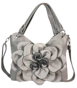 zzfab big flower purse with clasp grey