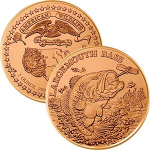 jig pro shop american wildlife series 1 oz .999 pure copper round/challenge coin (largemouth bass)