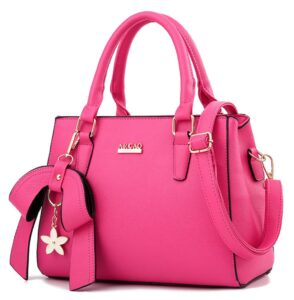 zzfab small flower bow hnadbag women crossbody bag fushia