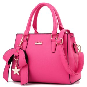 Zzfab Small flower Bow Hnadbag Women Crossbody Bag Fushia