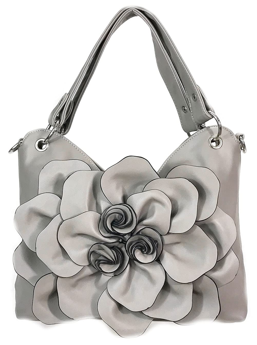 Zzfab Big Flower Purse with Clasp Grey