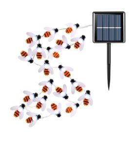 alevak honeybee fairy string lights decorations - honeybee 40 led waterproof solar power led string lights for party, wedding, house, yard, garden