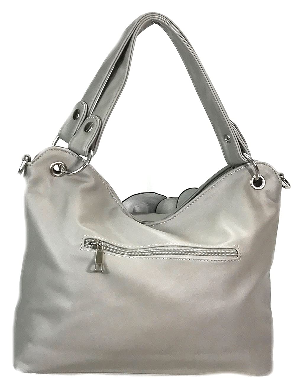 Zzfab Big Flower Purse with Clasp Grey