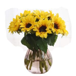 artfen artificial sunflowers 6 pcs fake sunflowers preserved flower bouquet bride bridesmaid holding flowers artificial flowers for home hotel office wedding party garden craft art decor no vase