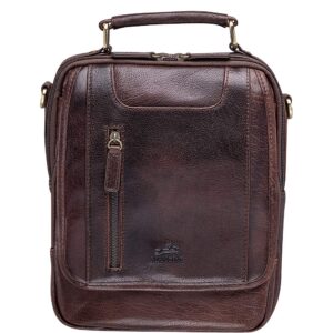 mancini leather goods buffalo leather large unisex bag (cognac)